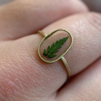 Fern Ring, Plant Ring, Botanical Ring, Pressed Fern Ring, Gold Fern ...
