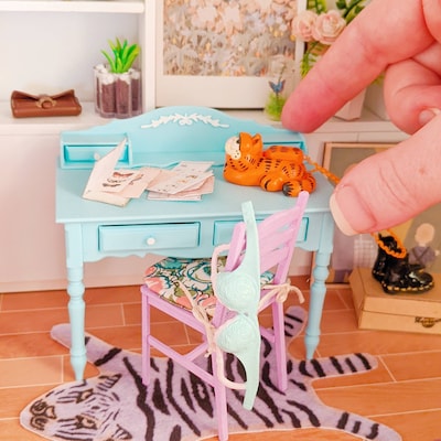 Miniature Writing Desk and Chair, With Working Drawers and Doors ...