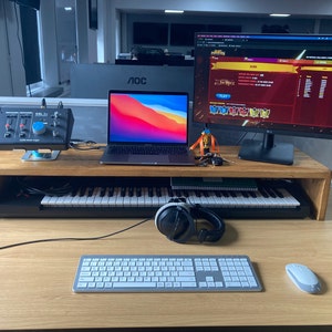 Compton Solid Oak Desk With Monitor Shelf Contemporary - Etsy