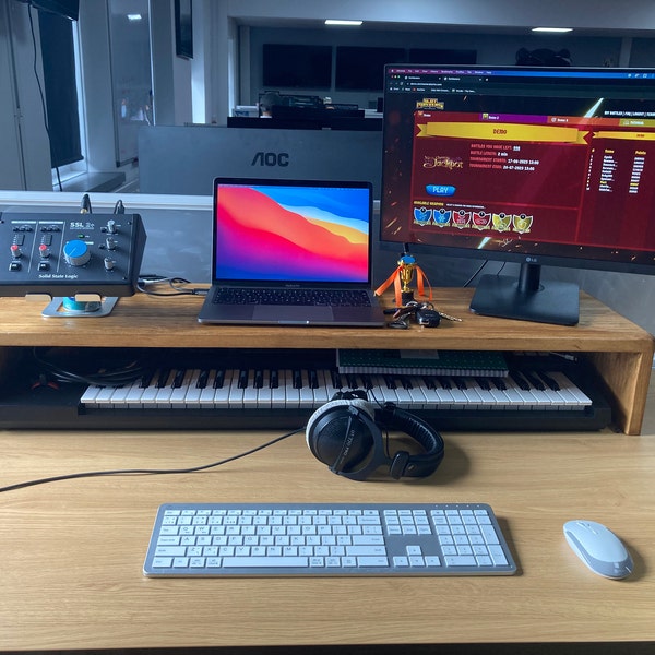 Westerton Rustic Hand Built Monitor Shelf Stand Reclaimed Riser Desk ...