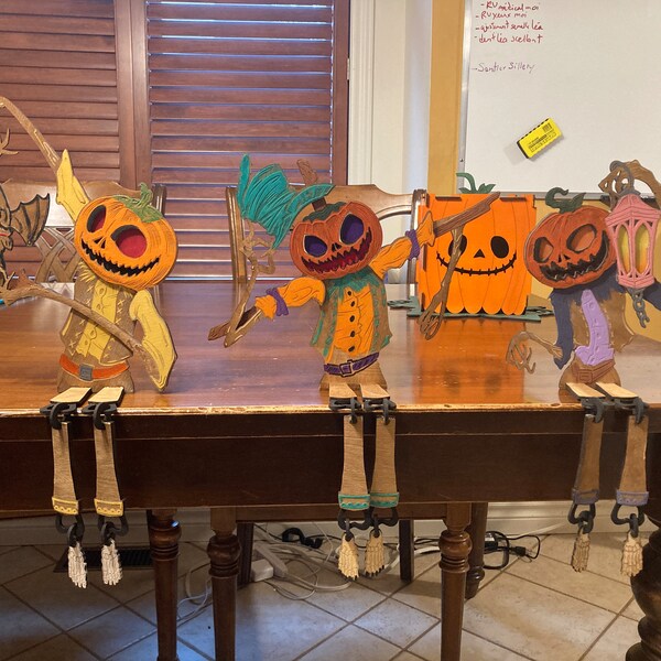 Spooky Trio: Easy-to-assemble Pumpkin Man Set for Haunted Houses ...