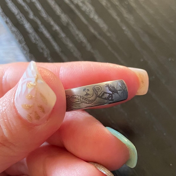 High-seas Adventure - Nautical Tungsten Band - Etsy