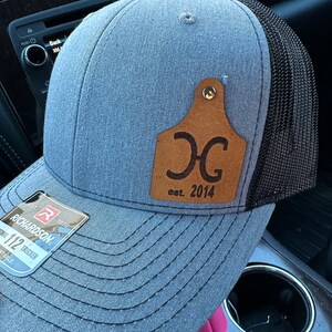 YOUR BRAND Leather Ear Tag Trucker Hat Personalized With - Etsy