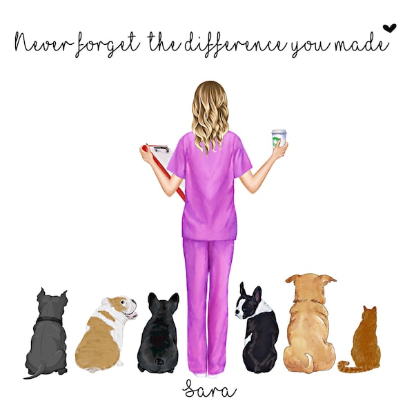 Personalised Vet Print, Vet Gift, Doctor Print, Customized Vet Portrait ...