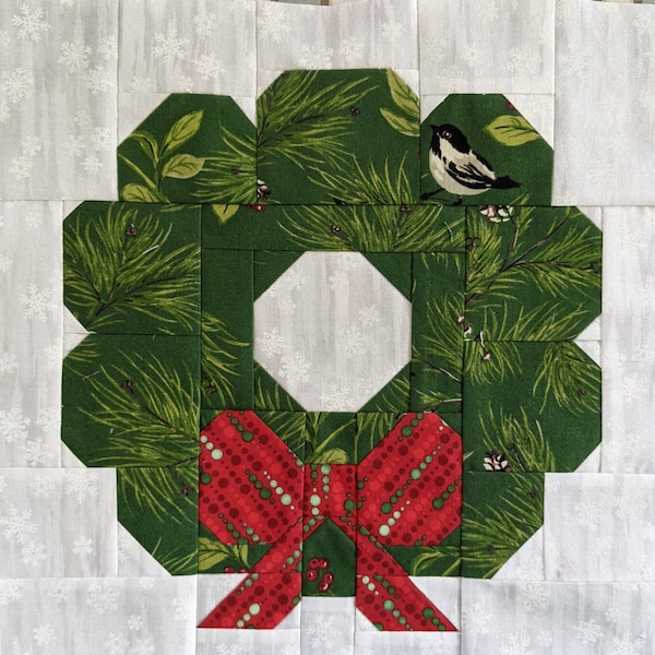 Christmas Wreath Quilt Block Pattern PDF - Includes Instructions for 6 ...