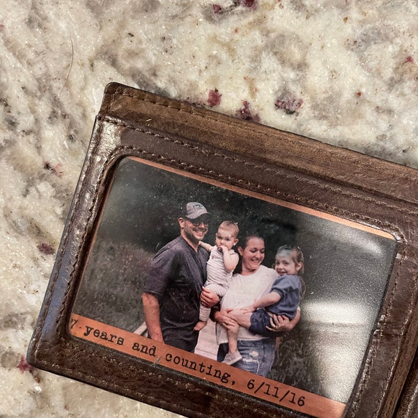 Personalised Solid Copper Wallet Photo Card, Wallet Insert, Wallet Card ...