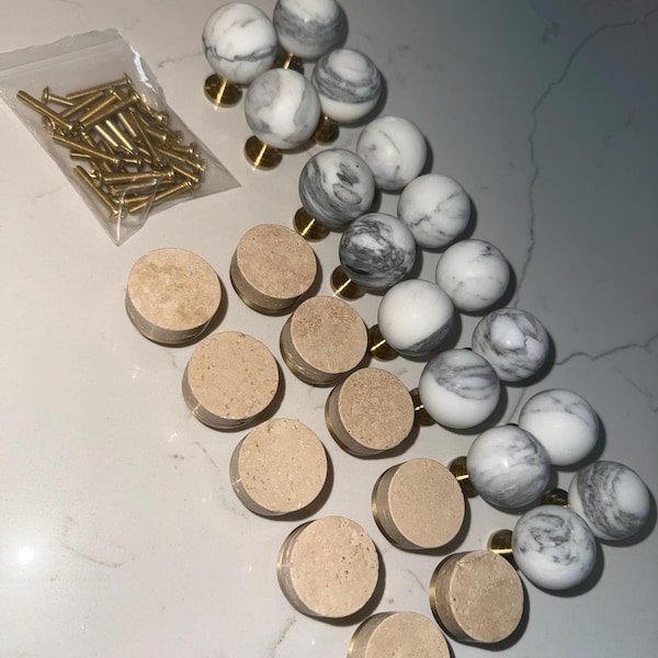 Travertine Brass Cabinet Handles, Marble Handles Knobs Hardware ...