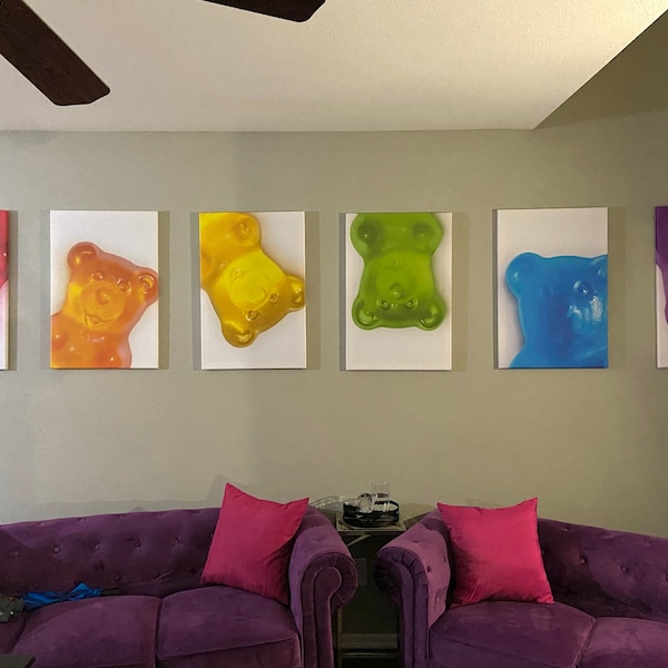 Gummy Bear Kids Print, Rainbow Artwork for Nursery, Bright Playroom ...