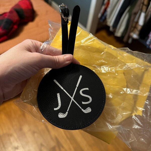 Personalized Golf Bag Tag, Engraved Leather Golf Bag Tag With Golf Tees ...