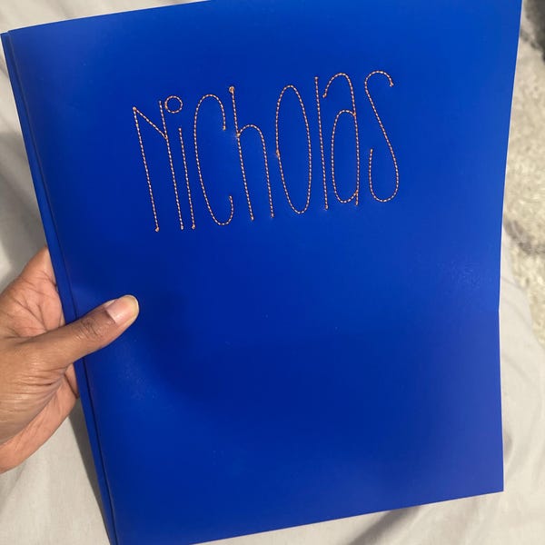Personalized Embroidered Plastic Folder With Prongs and Pockets ...