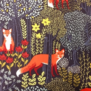 Blue Orange Yellow Gold Fox Woodland Forest Quilter's - Etsy