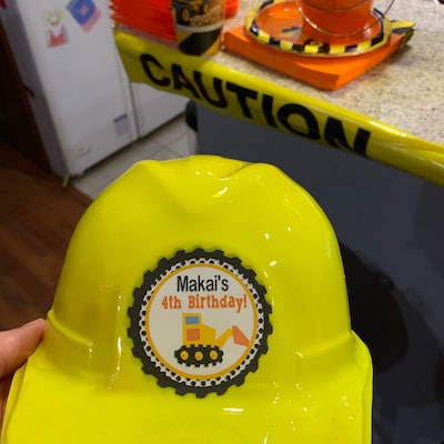 Personalized Plastic Construction Party Hats Construction - Etsy