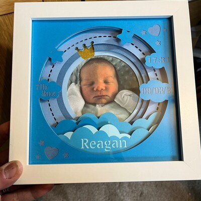 3D Baby Photo Frame Shadow Box SVG Layered Laser Cut for - Etsy