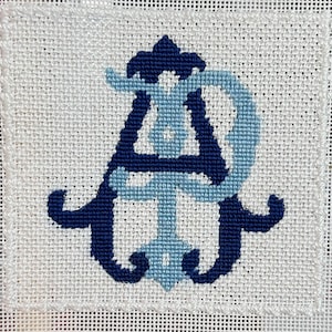 Hydrangeas and Monogram Needlepoint Pillow Canvas - Etsy