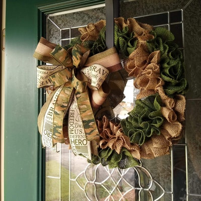 Army Wreath, Burlap Wreath, US Army Wreath, Soldier Wreath, Memorial ...