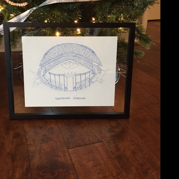 Kauffman Stadium - Kansas City Royals - Stipple Drawing - Baseball Art ...