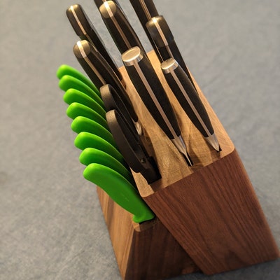 Custom Knife Block Built-in Wood Knife Block Walnut Knife - Etsy