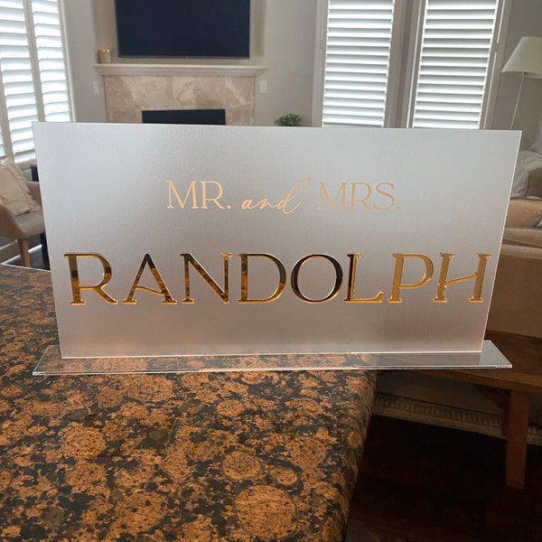 3D Mirrored Acrylic Wedding Head Table Mr Mrs Sign, Laser Cut Last Name ...