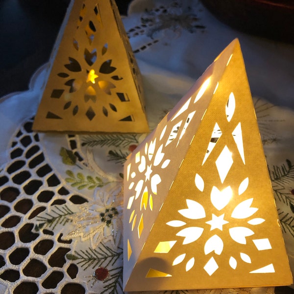 Centerpiece Decoration SVG, 3D Pyramid Lantern, Geometric Paper Model ...