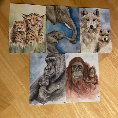Spotted Snow Leopard Big Cat Art Original Watercolor - Etsy