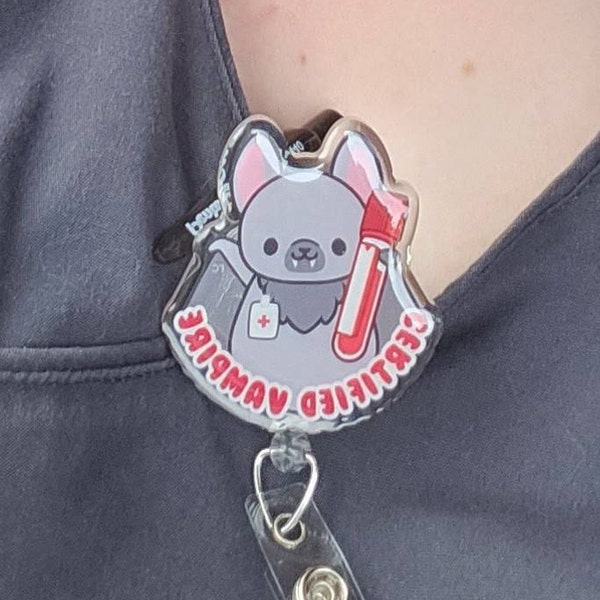 Licensed Vampire Acrylic ID Badge Reel for Phlebotomists, Phlebotomy ...