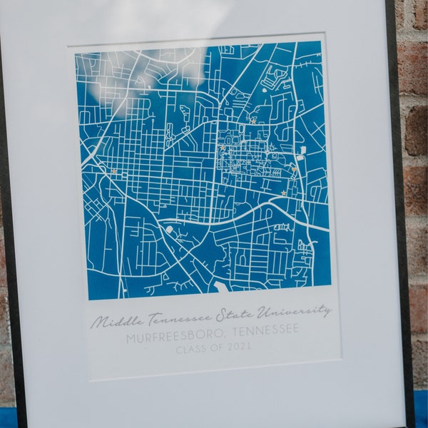 Personalized University Map, Custom Map, College Campus, Dorm Decor ...