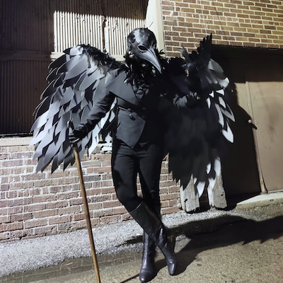 Demon Mask Black Dark Leather Costume Moufflon Horn Cosplay Larp ...