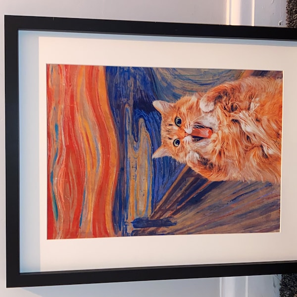 The Scream Cat Print, Art Prints, Living Room Digital Print, Cat ...
