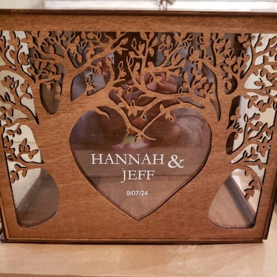 Wedding Card Box, Family Tree Card Box With Slot for Wedding, Rustic ...