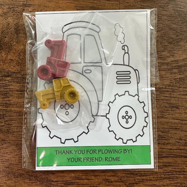 Farm Tractor Themed Coloring Party Favors , Personalized Crayons, Pig ...