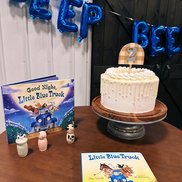 Blue Gingham Birthday Boy Cake Topper Two Boy Birthday 2 Cake Topper ...