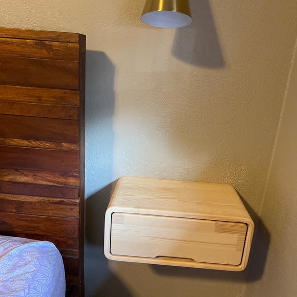 Modern Minimal Floating Wooden Nightstand With Drawer | Handcrafted ...