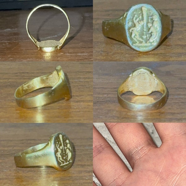 Intaglio Roman Coin Sterling Silver Ring | 24k Gold Over Coin Ring ...