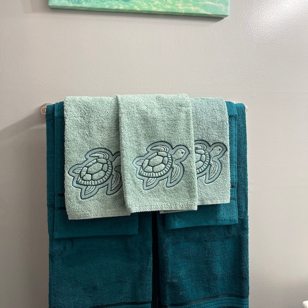 Sea Turtles Embroidered on Bath Towels, Hand Towels And/or Wash Cloths ...