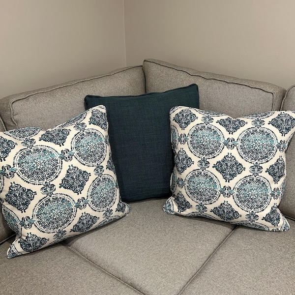 Blue Velvet Luxury Throw Pillow Cover- Flame Stitch Chevron Pillow ...