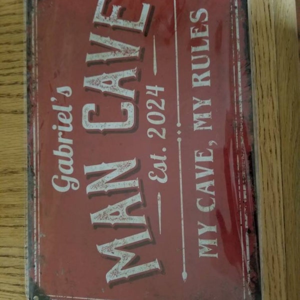 Custom Metal Sign, Man Cave Sign, My Cave My Rules, Garage Decor ...