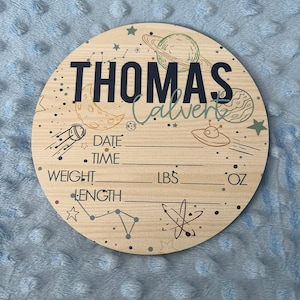 Baby Birth Stat Sign Personalized Birth Announcement Sign Space Theme ...