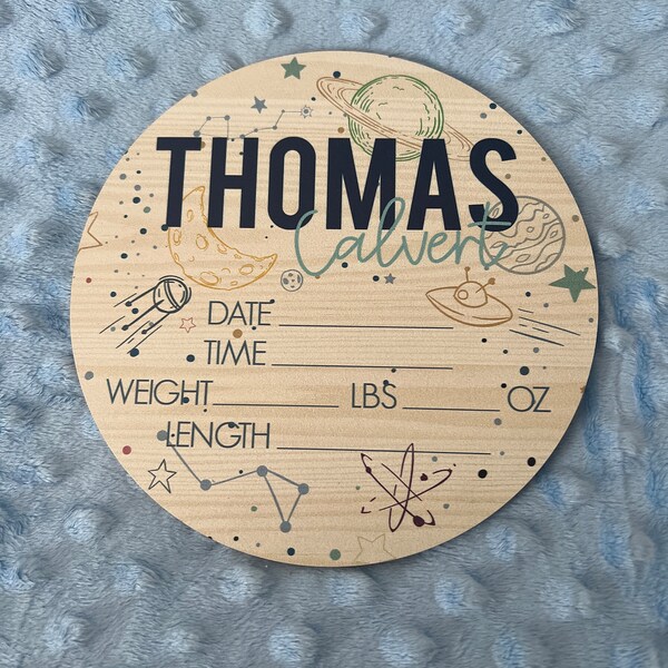 Baby Birth Stat Sign | Personalized Birth Announcement Sign | Space ...