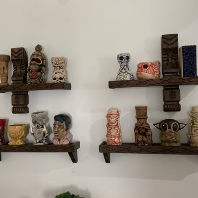 Pair of Handmade Carved Wood Mug Witco Style Tiki Shelves - Etsy