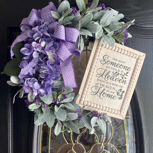 Rustic Sympathy Wreath, Memorial Door Hanger With Flowers, Bereavement ...
