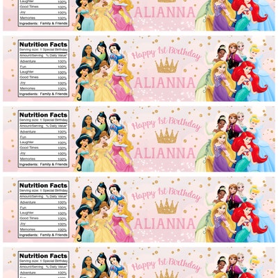 Princess Bottle Labels, Princesses Bottle Labels, Princess ...