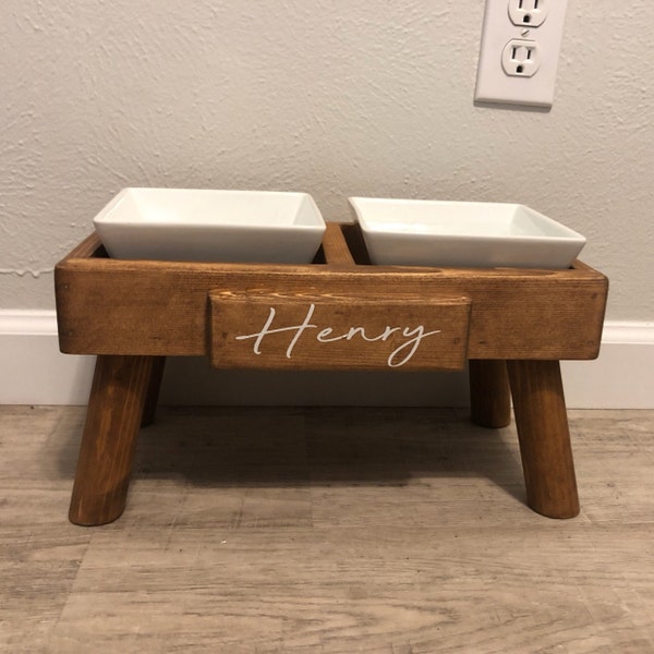 Modern Square Dog Bowl Stand | Elevated Pet Feeder | Raised Dog Bowls ...