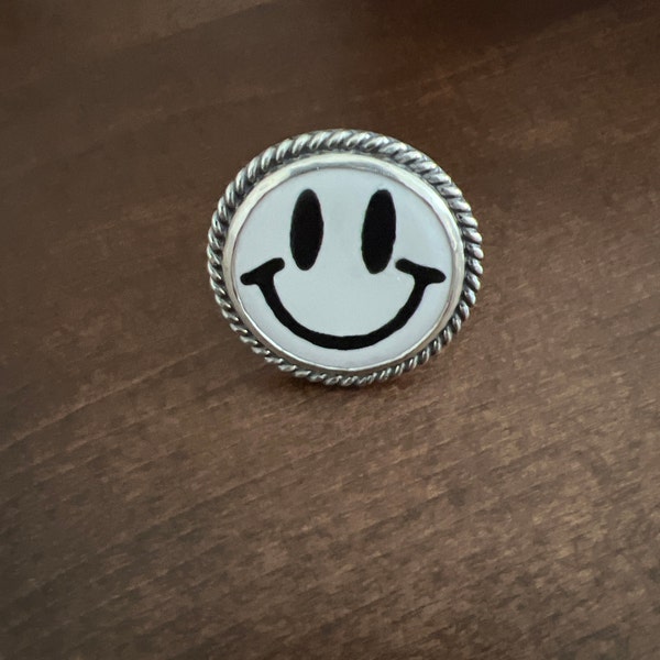 Green Medium SMILE FACE Pendant - STERLING Silver - Glass Enamel ...