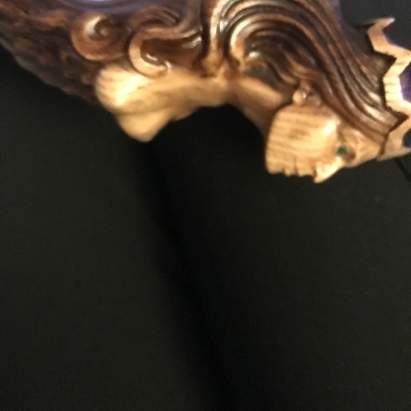 Wooden Walking Cane Fantasy Syren Ergonomic Palm Grip Handle - Ships ...