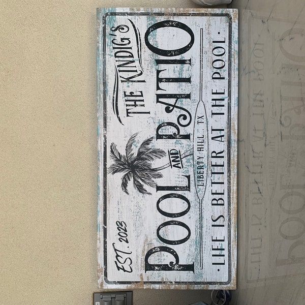 Personalized Pool & Patio Sign, Pool Sign, Swimming Pool Decor, Outdoor ...