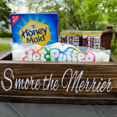 Smores Wooden Campfire Caddy Personalized Marshmallow Roasting Carrying ...