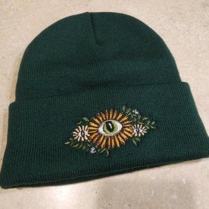 Mushroom Moth Embroidered Beanie Handmade Embroidered - Etsy