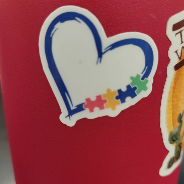 Autism Heart Sticker Autism Awareness Waterproof Glossy Vinyl Sticker ...
