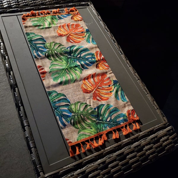 Palm Leaf Table Runner, Banana Leaf Table Decor, Tropical Table Runner ...