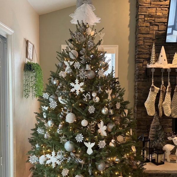 African American Angel Tree Topper. White and Gold African American ...